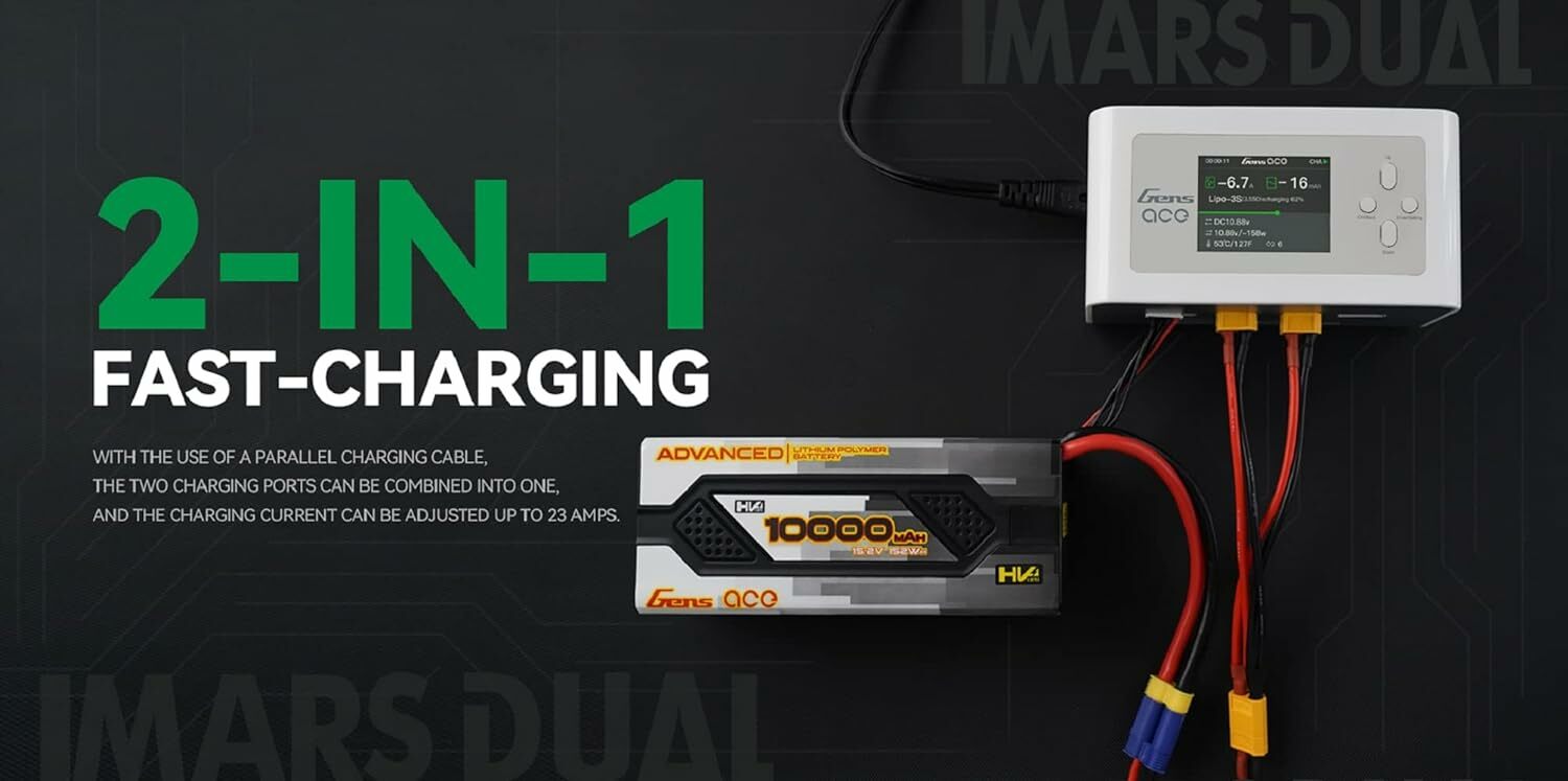 Gens Ace Lipo Battery Charger IMARS D300 G-Tech Series Smart Dual Lipo ...