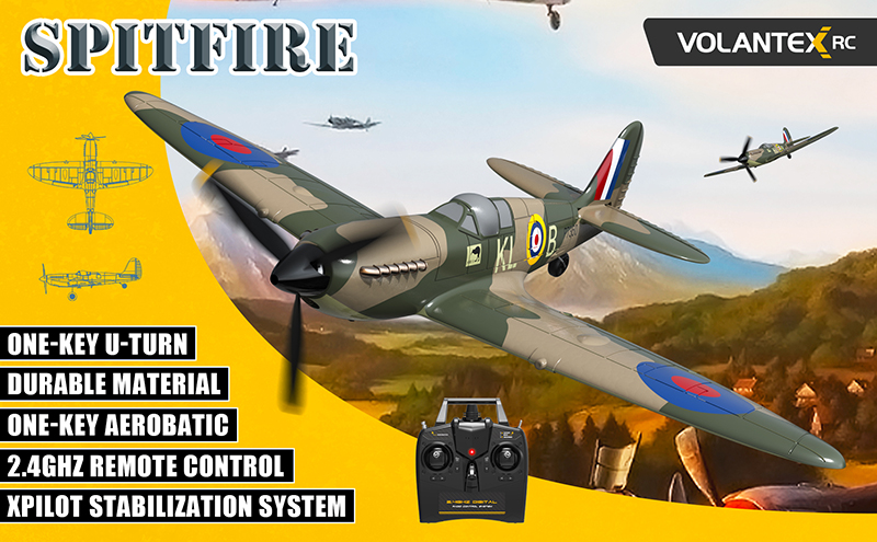 Volantex RC Spitfire with Xpilot One Key Aerobatic Stabilization System ...
