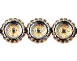 Two Hole Sunflowers - Hematite with Gold Inlay - Bello Modo