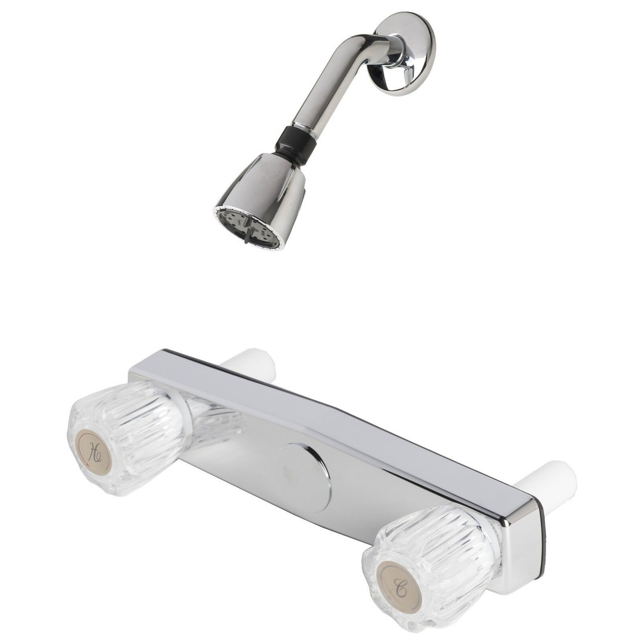 Mobile Home Two Handle 8" Shower Faucet Valve With Shower Head Chrome
