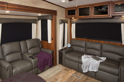 Custom Pleated RV Day|Night Shade, 32-1/2"-40" Wide, Regular Drop