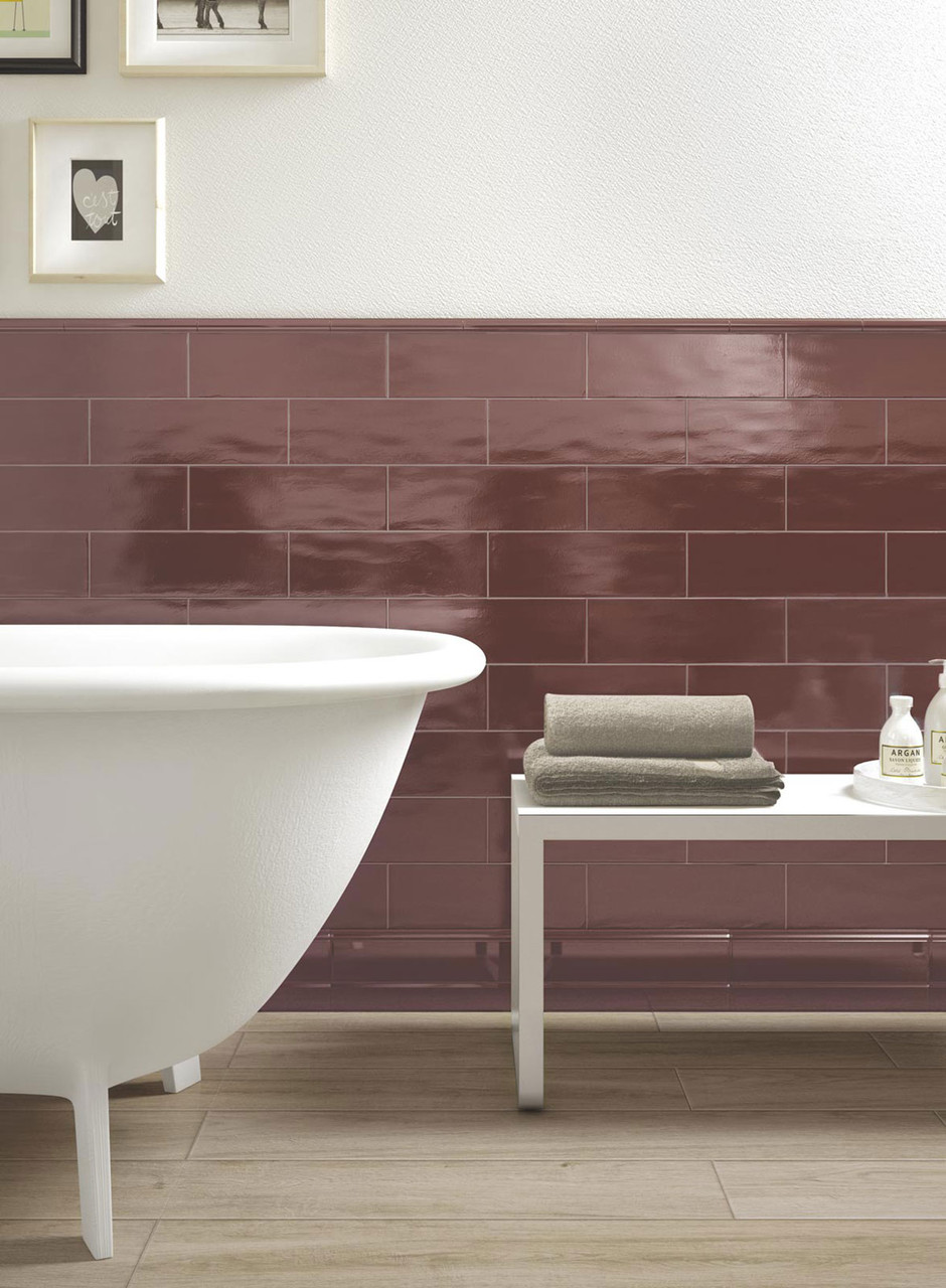 Brick Glossy Plum 10x30 | Wall Only Tiles | Tile Space