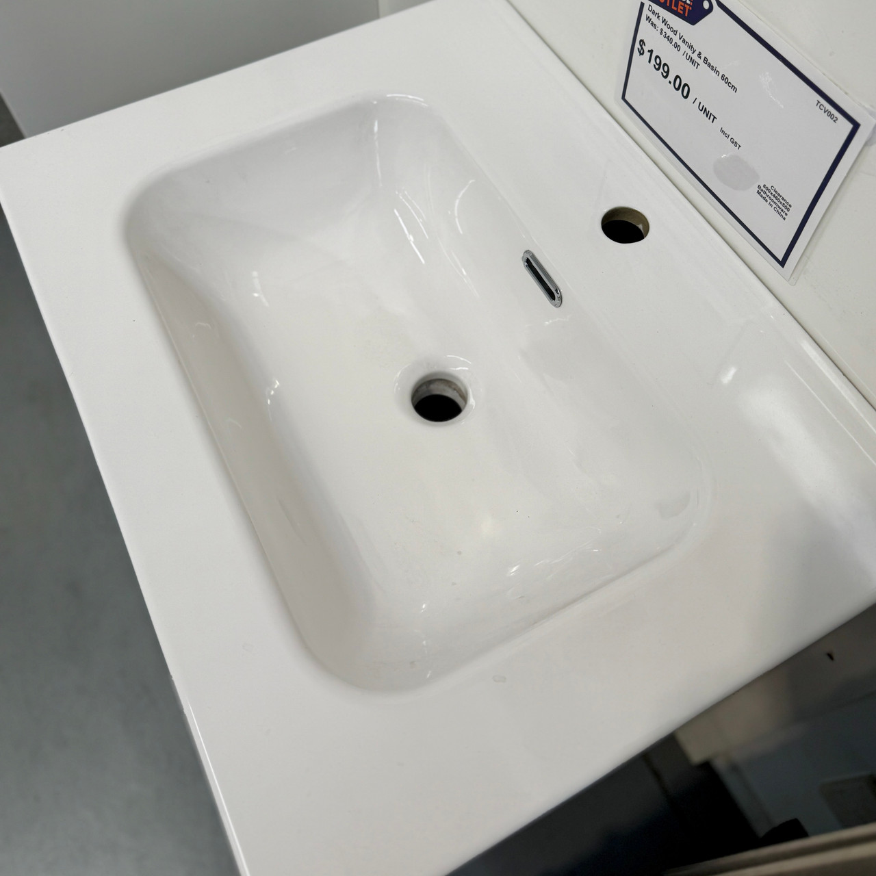 Dark Wood Vanity & Basin 60cm