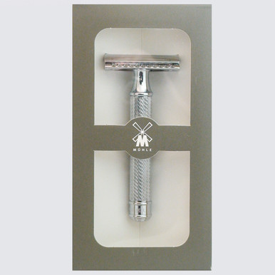 Muhle Traditional Textured Chrome Plated Handle Three Part Safety Razor