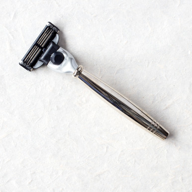 Sleek Nickel Plated Handle Three Blade Mach3 Cartridge Razor