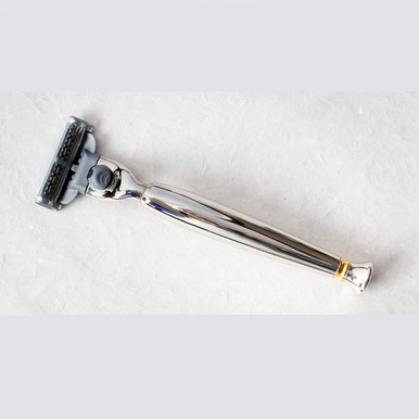 Nickel Plated Handle Three Blade Mach3 Cartridge Razor