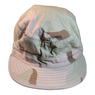 Used USGI Cold Weather Patrol Fatigue Cap With Ear Flaps- Desert Camo