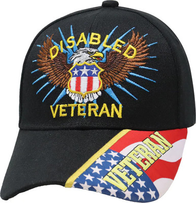 Disabled Veteran Black Embroidered Cap