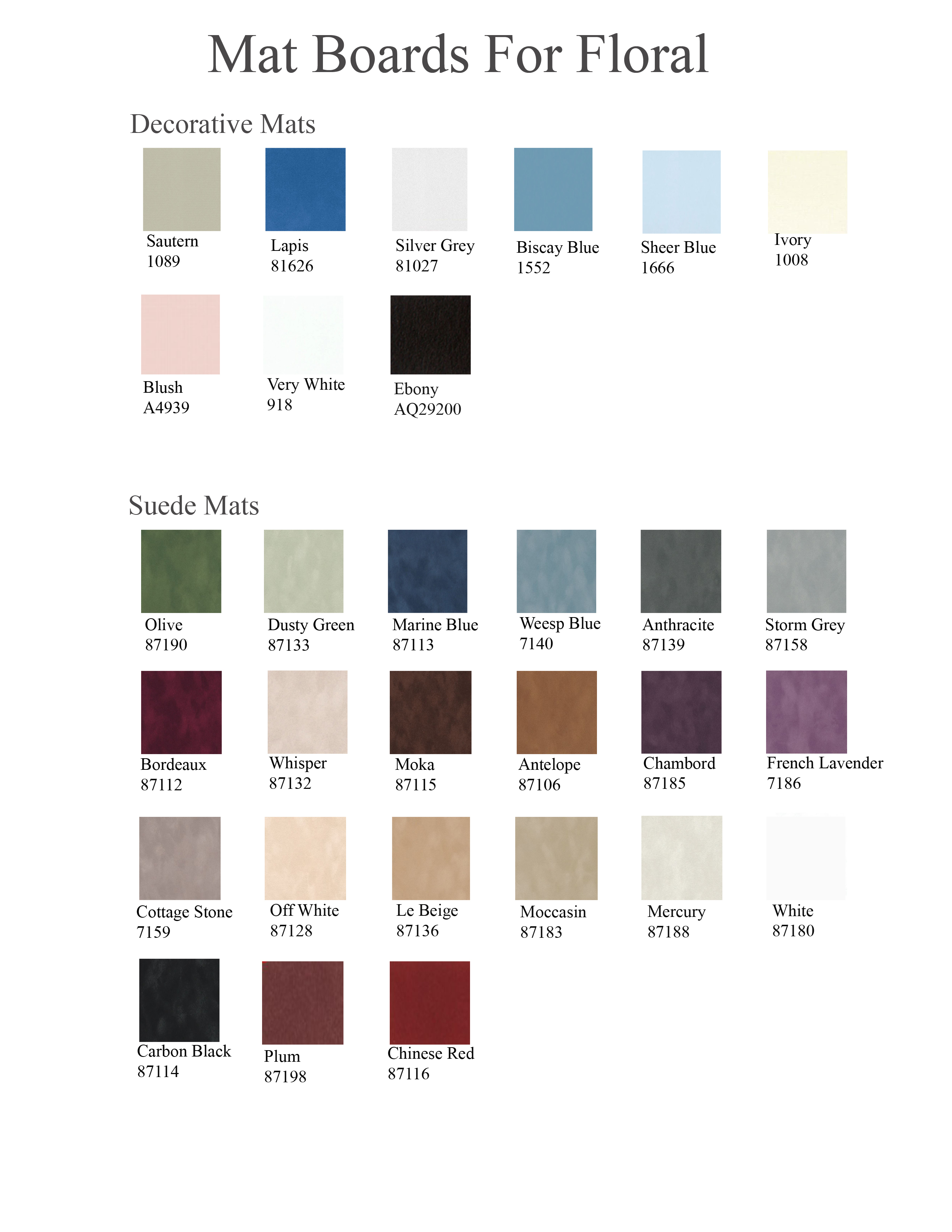 Mat Boards for Floral