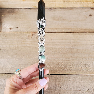 Magick Wand, Rose Quartz Point w/ Silver Raven, for love, communication ...