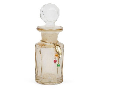 Hand Blown Yellow Glass Bottle with Beads From India, Apothecary Bottle ...