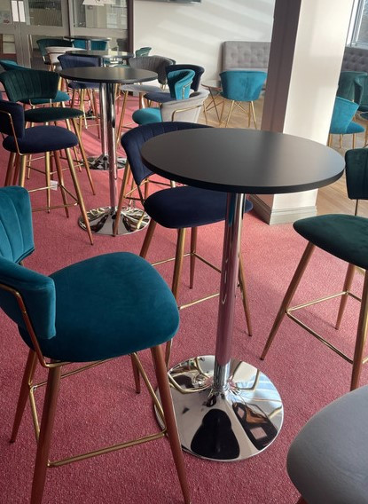 Como Poseur Round Black Wood Table | Simply Bar Stools
