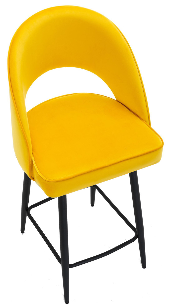 Mustard Velvet Bar Stool | Modern Fabric Bar Seating