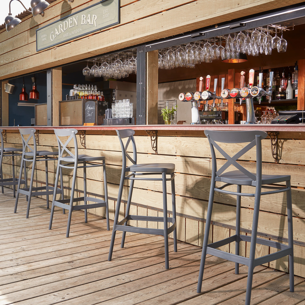 Cross Bar Stool 75 Dark Grey - Simply Bar Stools