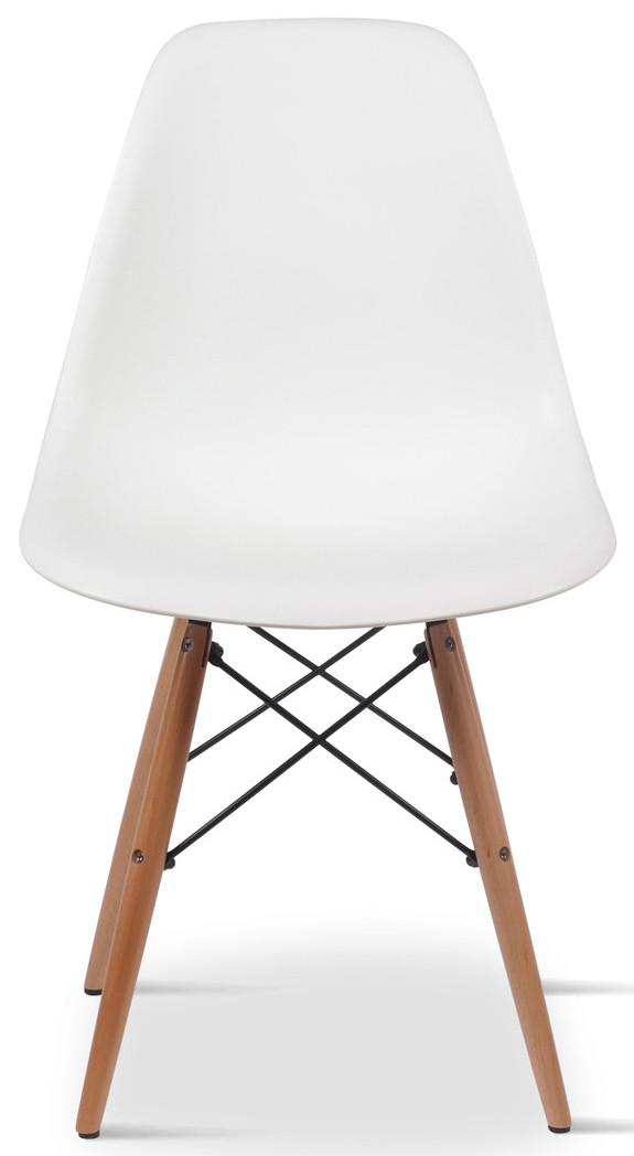 Pair of Iconic White Chairs With Solid Wooden Legs & Reinforced Steel ...