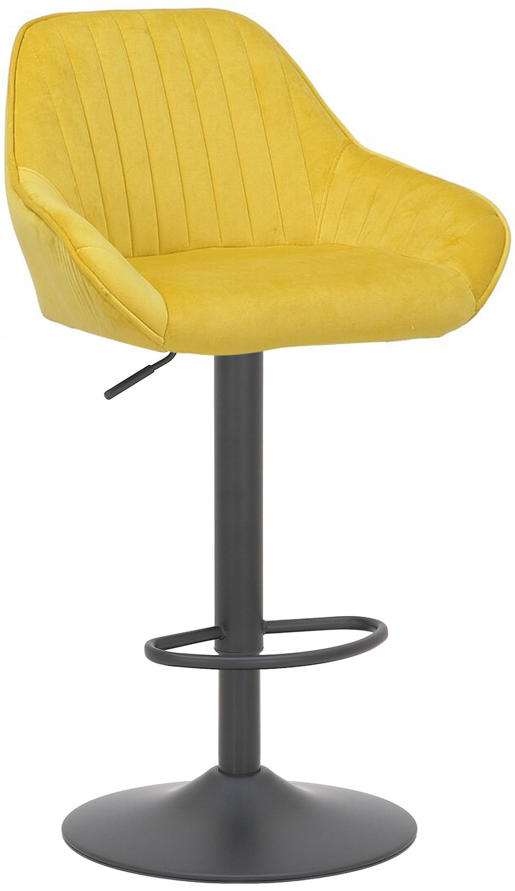 Ex Display Velluto Matt Black Bar Stool Mustard Velvet - Simply Bar Stools