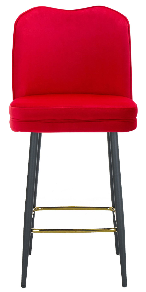 Knightsbridge Velvet Red Bar Stool | Gold Footrest | Modern & Elegant ...