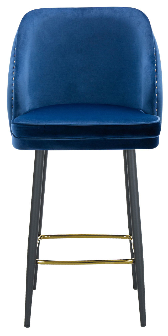 Mayfair Velvet Blue Bar Stool | Gold Footrest | Modern & Elegant Design ...