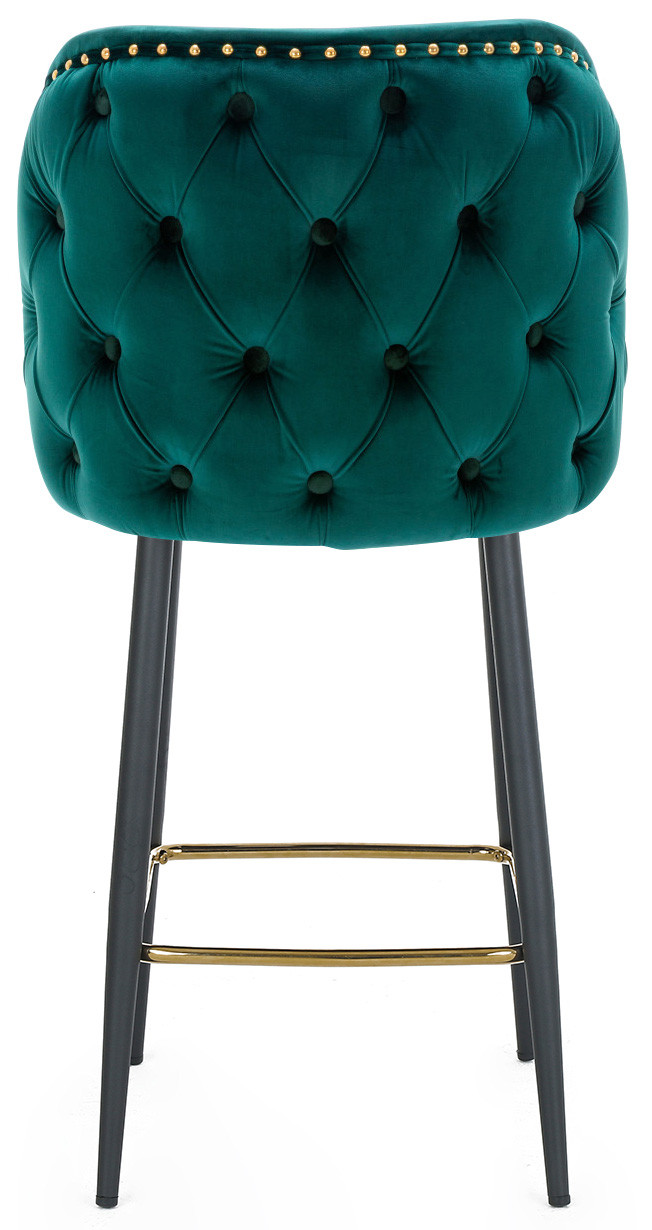 Mayfair Velvet Sage Green Bar Stool | Gold Footrest | Modern & Elegant ...