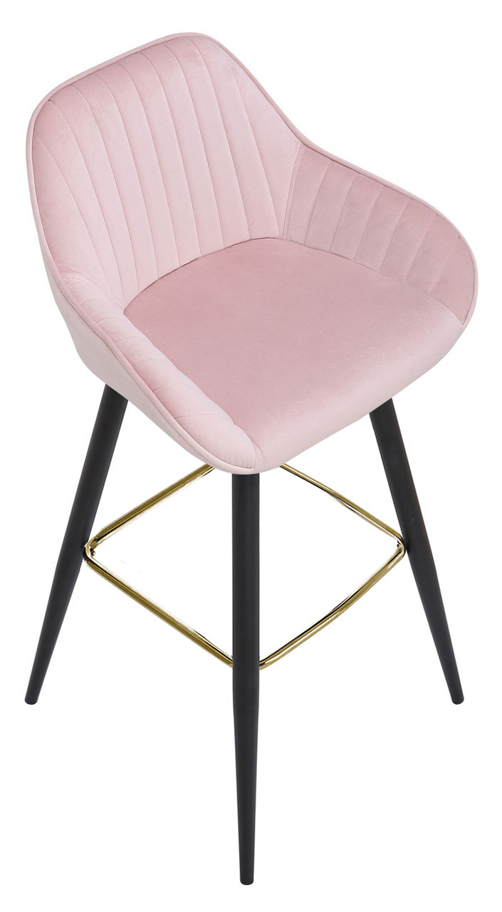 Velluto Velvet Pink Bar Stool | Gold Footrest | Modern & Elegant Design ...