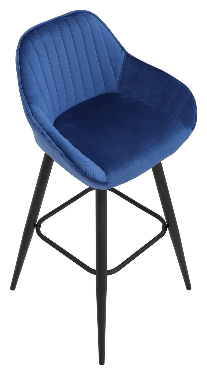 Velluto Velvet Blue Tall Bar Stool | Soft Velvet Seat | Simply Bar Stools