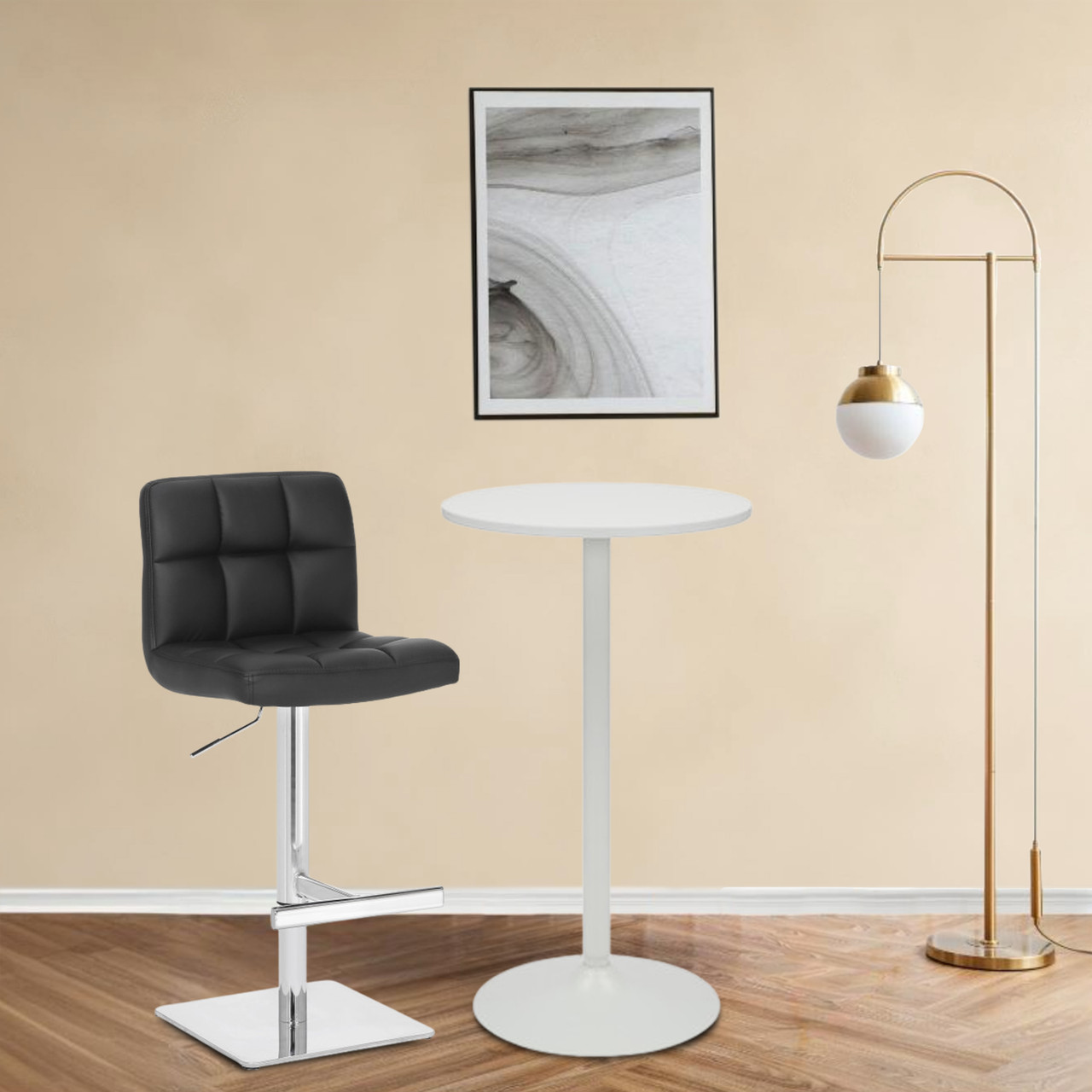 Como Poseur Matt White Round Wood Table | Simply Bar Stools