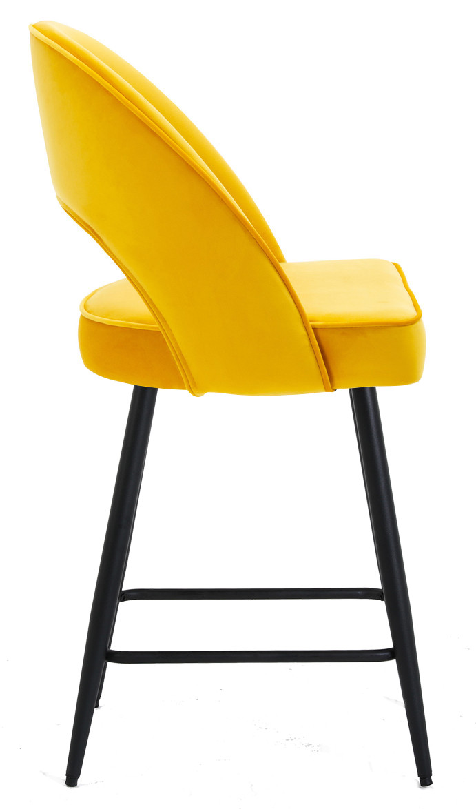 Chelsea Velvet Mustard Bar Stool | Modern & Soft Velvet