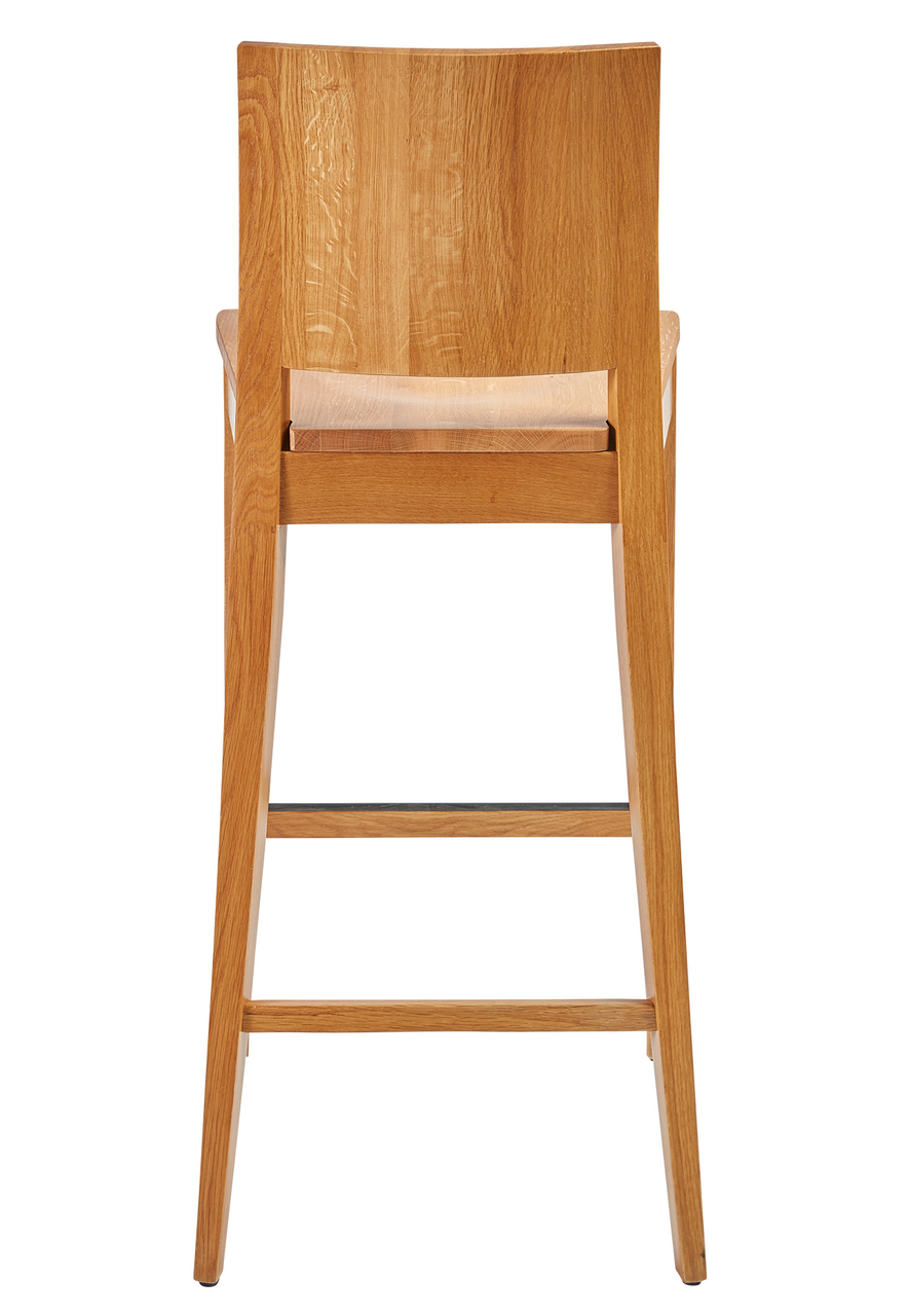 Wooden Bar Stool with Back Support & Footrest | Oak Finish