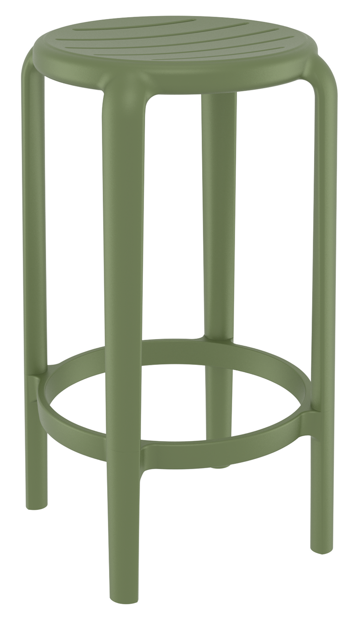 Olive Green Tall Plastic Bar Stool with Footrest