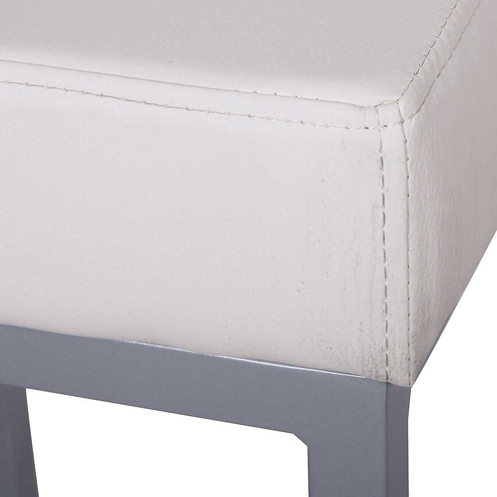 Cube Bar Stool Faux-Leather in White