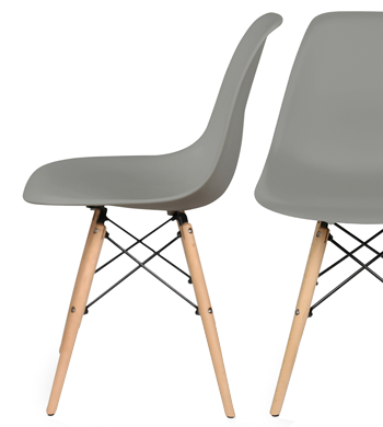 Pair of Iconic Grey Chairs With Solid Wooden Legs & Reinforced Steel Frame.