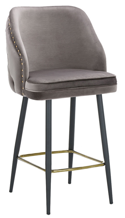 Mayfair Velvet Charcoal Bar Stool | Gold Footrest | Modern & Elegant ...