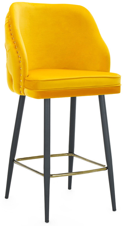 Mayfair Velvet Mustard Bar Stool | Gold Footrest | Modern & Elegant ...