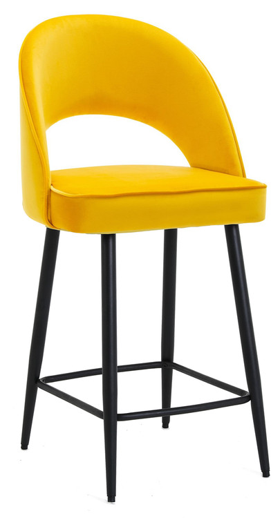 Chelsea Velvet Mustard Bar Stool | Modern & Soft Velvet