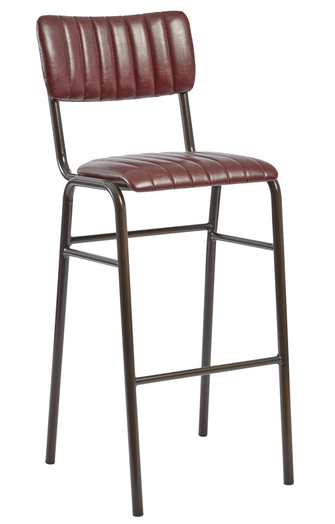 Vintage Red Faux Leather Bar Stool for Cafes
