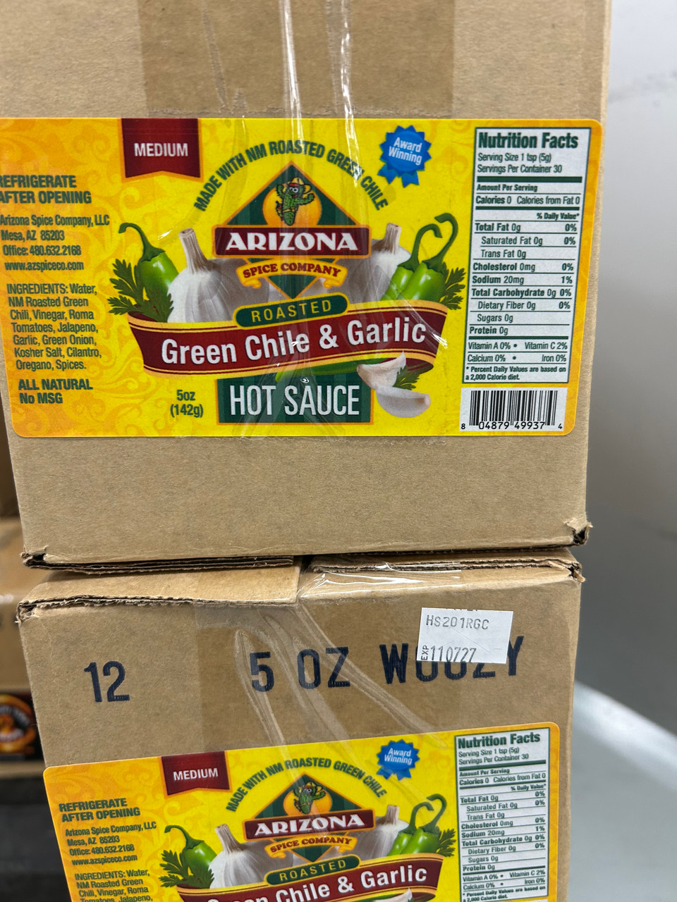 Green Chile Garlic Hot Sauce Case