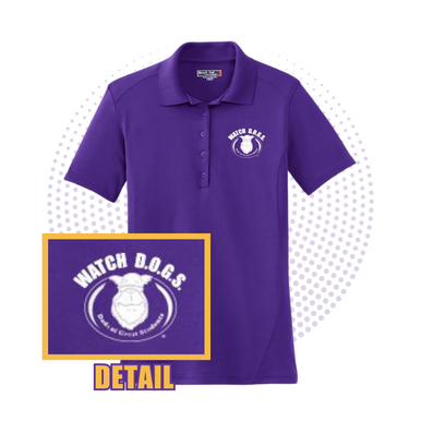 Official WATCH D.O.G.S.® Women's Dri-Fit Purple Polo - WATCHDOGS