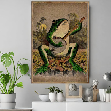 A Frog Playing Banjo in The Moonlight
