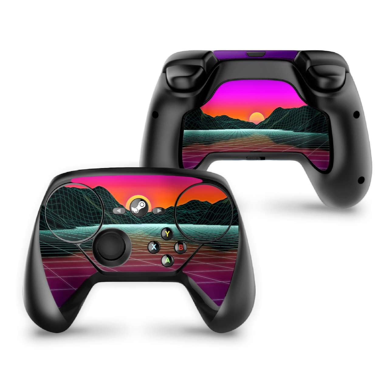 Outrun Mountain Sunset Steam Controller Skin