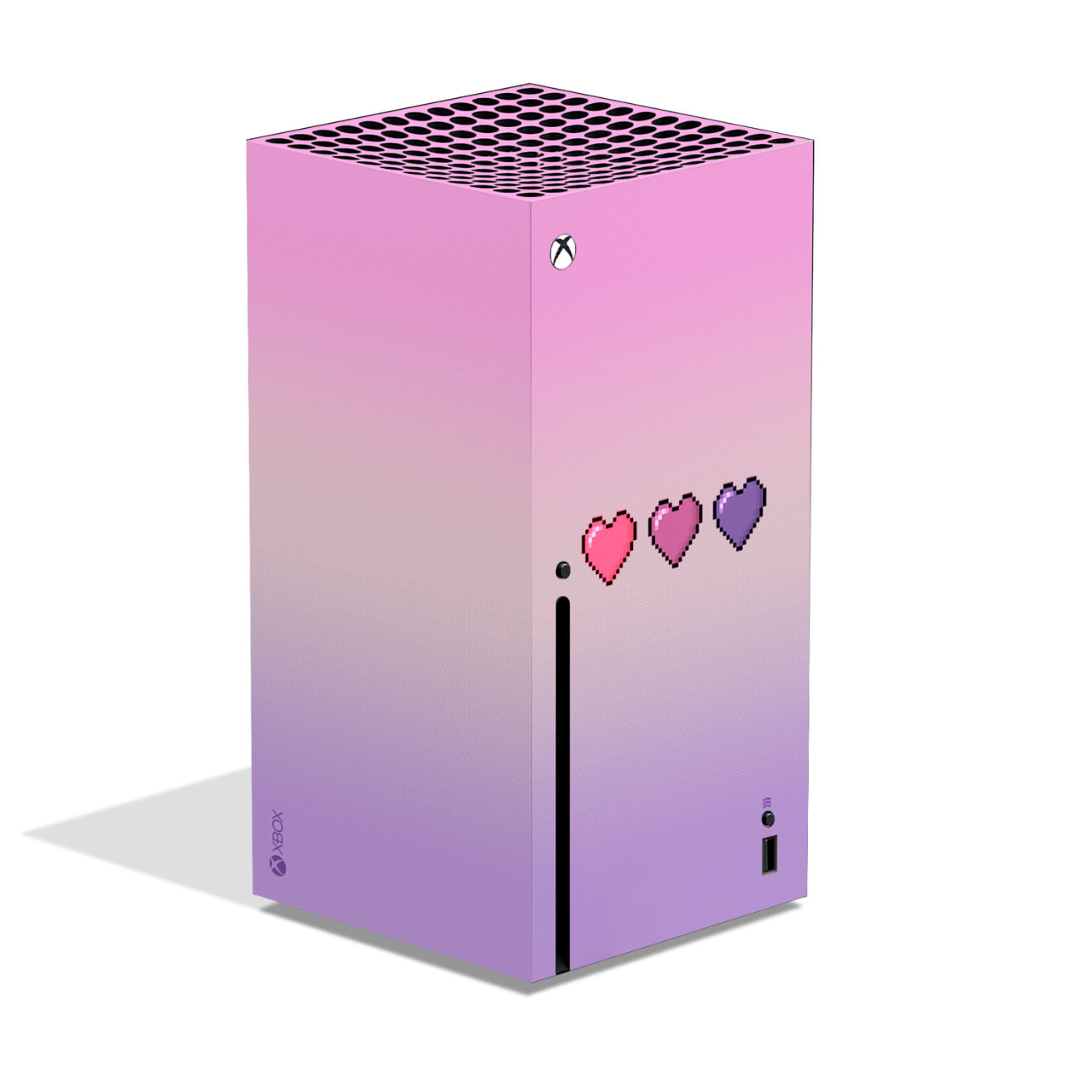 8-Bit Pink & Purple Hearts Xbox Series X Skin | KO Custom Creations