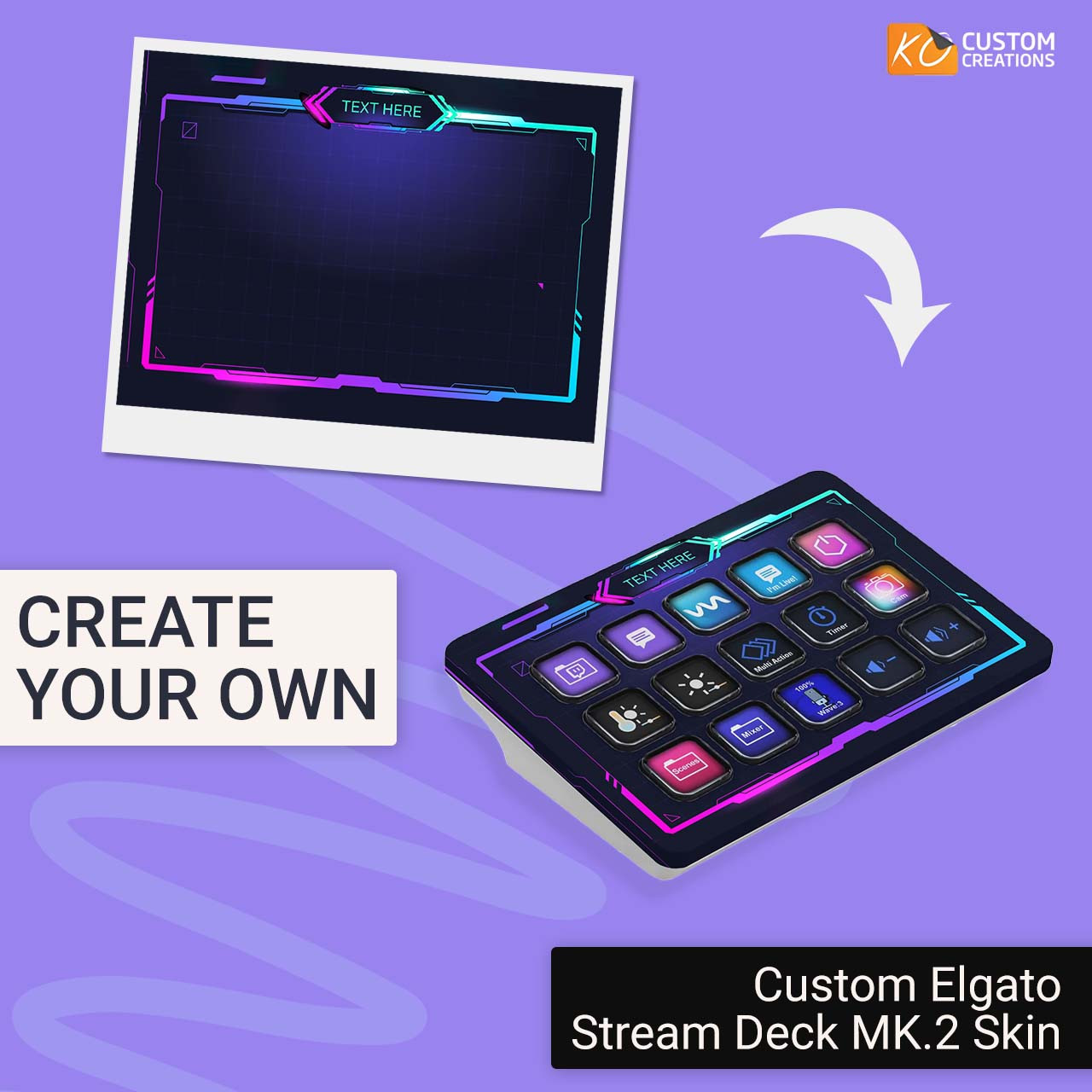 Custom Stream Deck Mk2 Faceplate Skin Ko Custom Creations