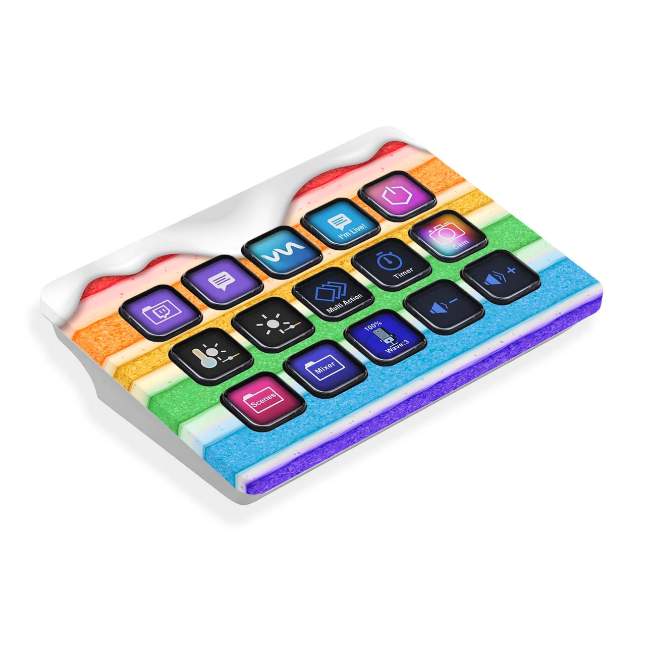 Rainbow Sponge Cake Stream Deck Mk2 Faceplate Skin Ko Custom Creations
