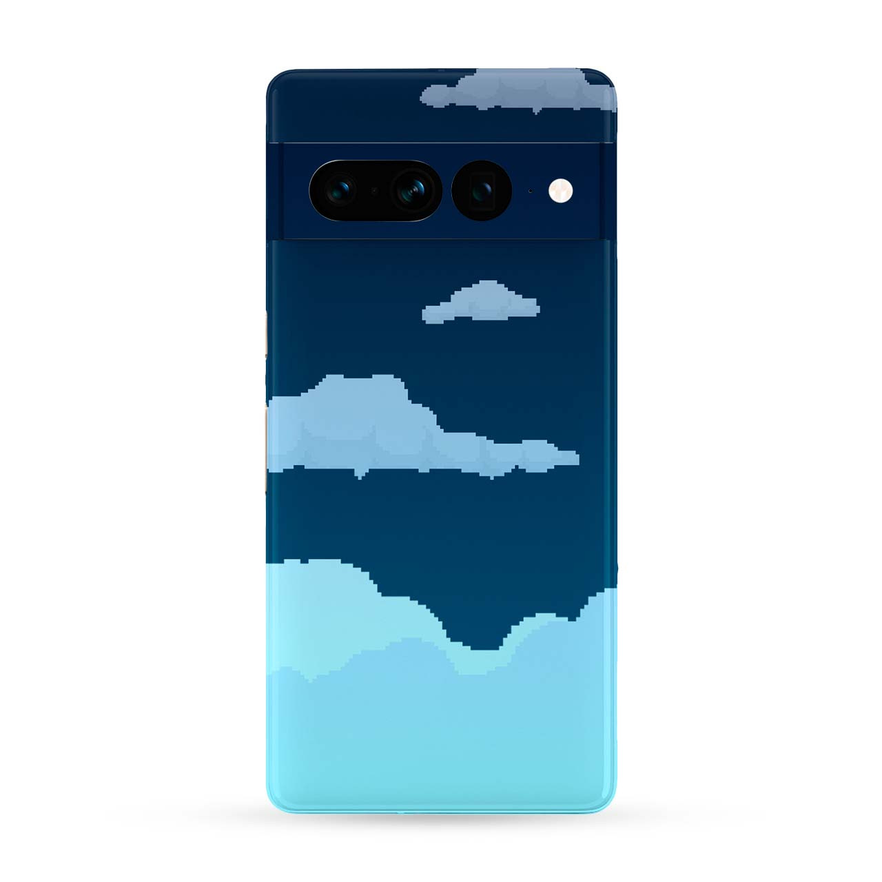 Sky Blue 8-Bit Clouds Google Pixel 7 Skin Cover | KO Custom Creations