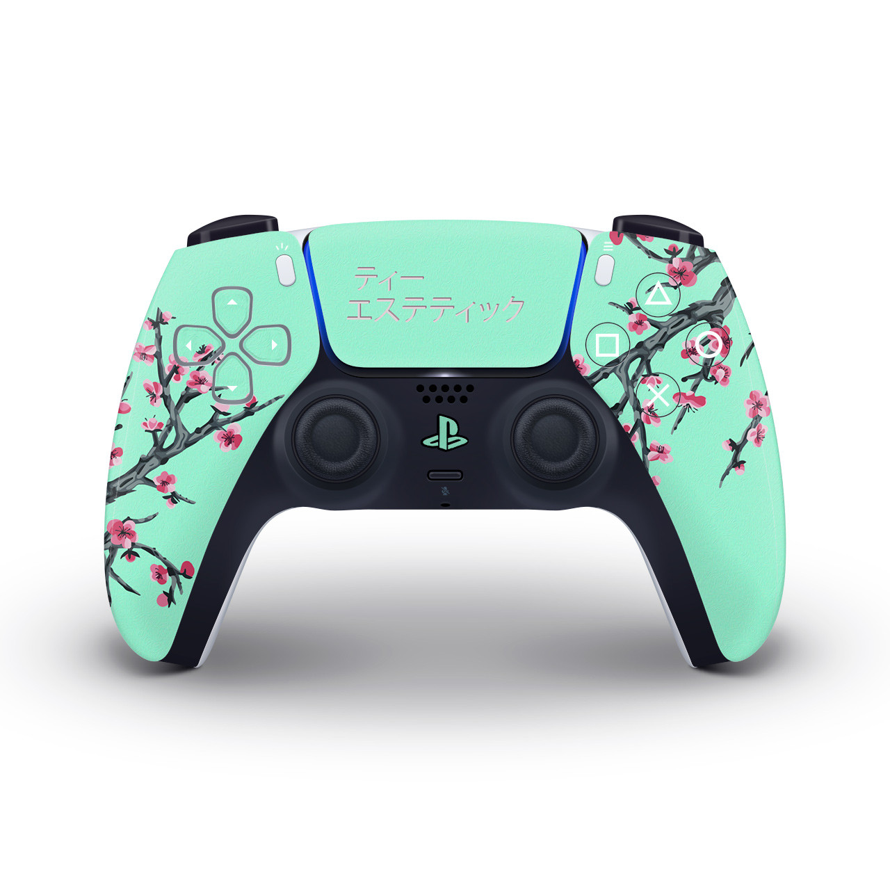 Mint Cherry Blossoms Ps5 Controller Skin | KO Custom Creations