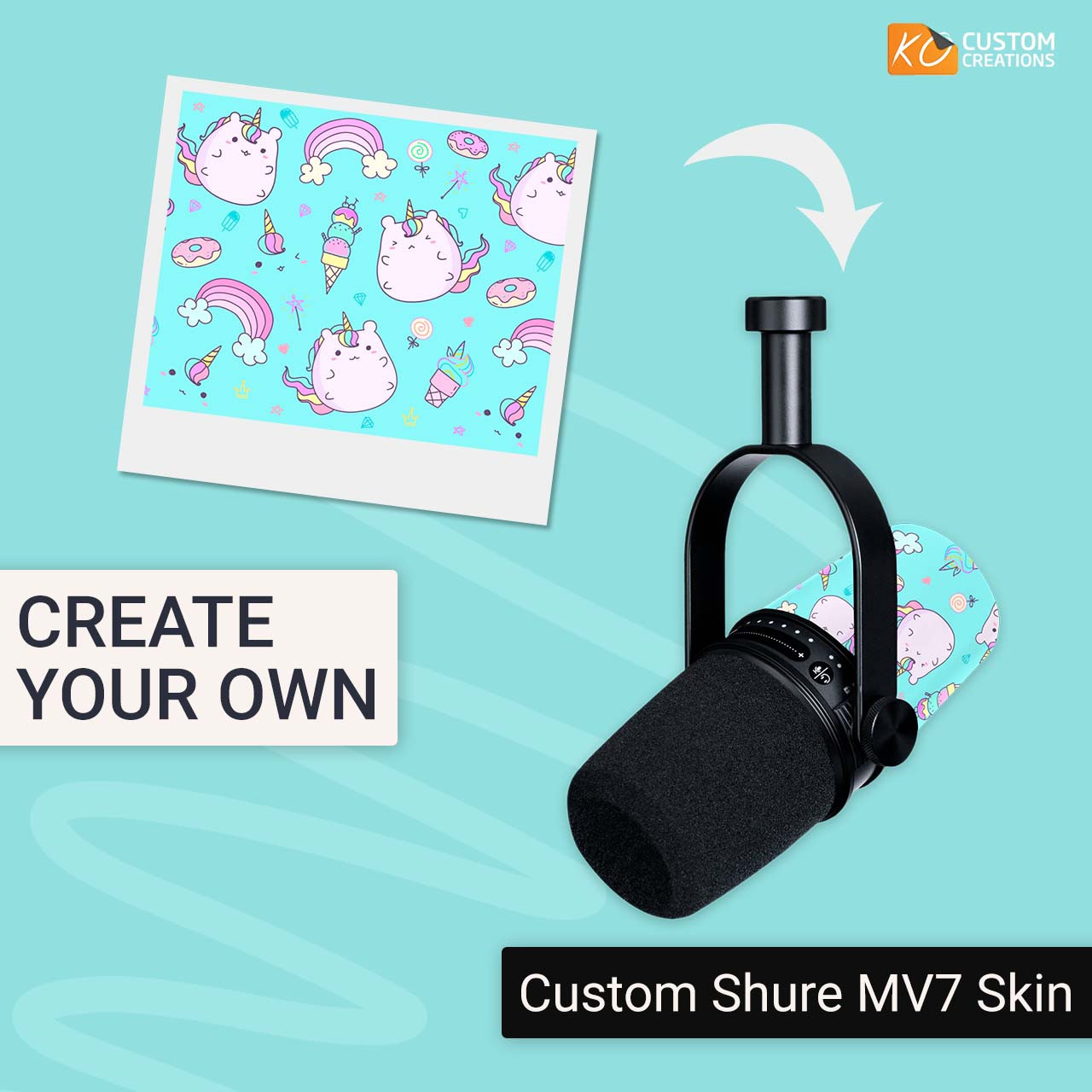 Vanilla Ice Cream Shure MV7 Mic Skin Cover | KO Custom Creations