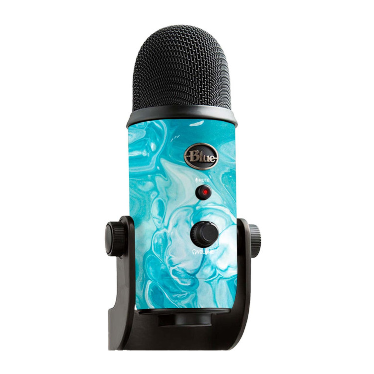 Water Stone Marbled Blue Yeti Microphone Skin Ko Custom Creations