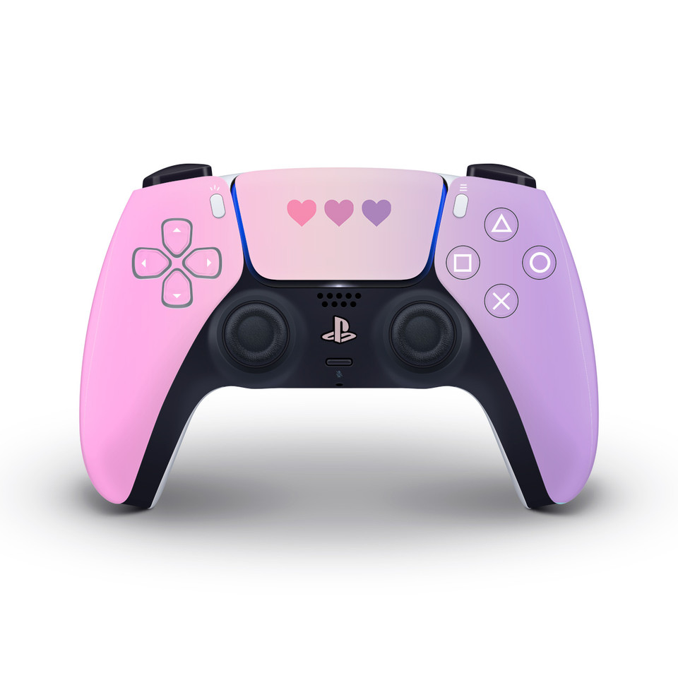 8-Bit Pink & Blue Hearts Ps5 Controller Skin | KO Custom Creations