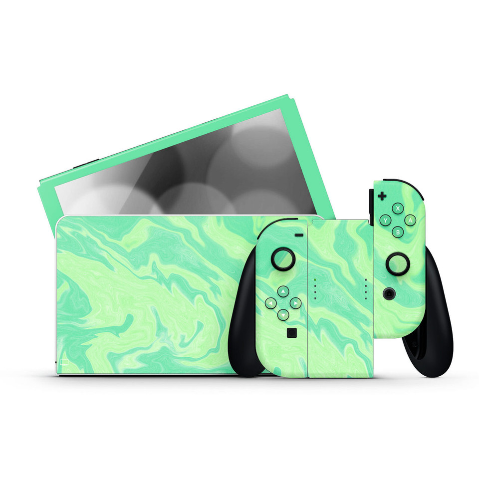 Rainbow Marbled Nintendo Switch OLED Skins | KO Custom Creations