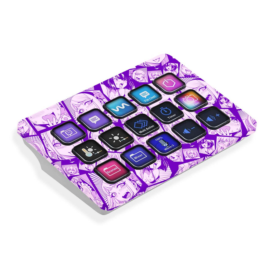 Ahegao Collage v3 Purple Stream Deck MK.2 Faceplate Skin