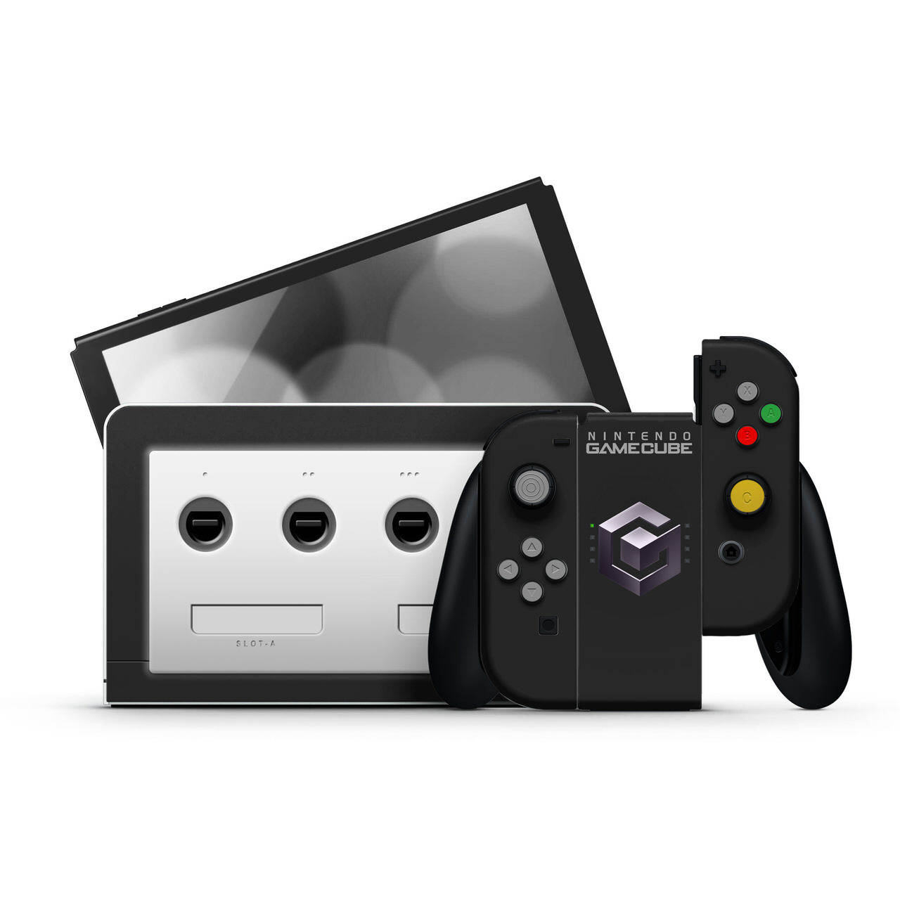 GameCube v2 Black Nintendo Switch OLED Skins | KO Custom Creations